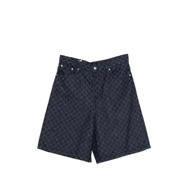 Dries Van Noten Patterned Denim Shorts - Blue