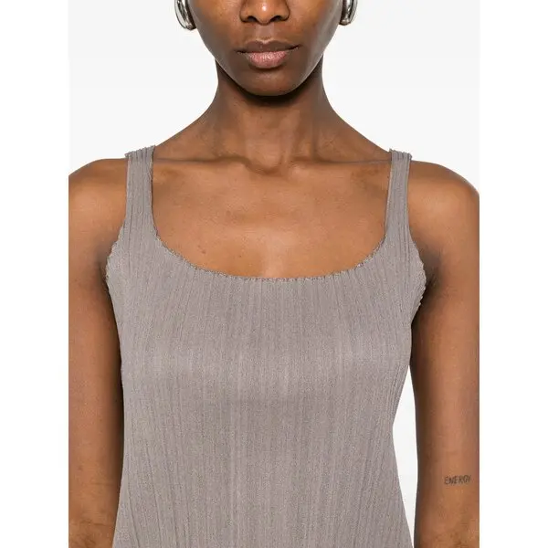 Giorgio Armani Brown Pleated Asymmetrical Fastening Long Sleeve Cropped Top