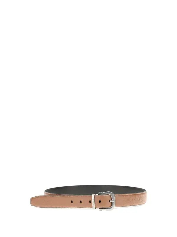 FERRAGAMO Reversible And Adjustable Gancini Belt - Brown