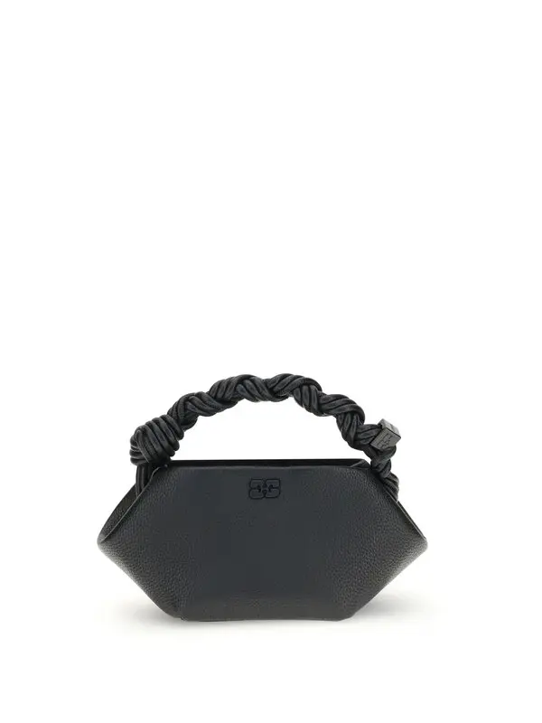 GANNI Bou Mini Handbag In Textured Leather - Black