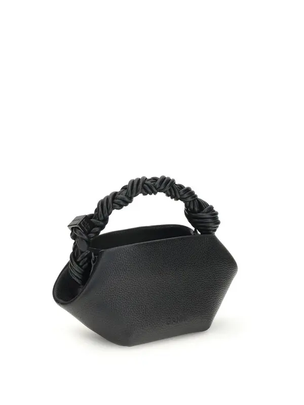 GANNI Bou Mini Handbag In Textured Leather - Black