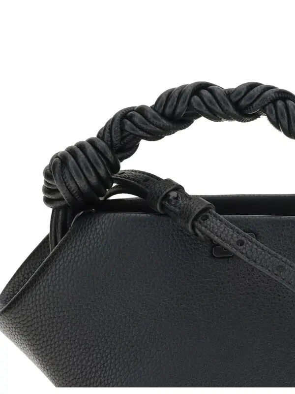 GANNI Bou Mini Handbag In Textured Leather - Black