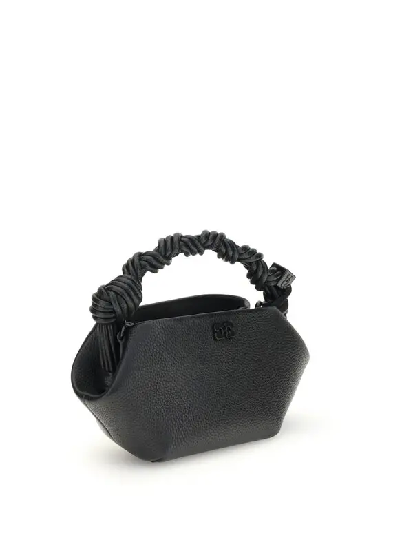GANNI Bou Mini Handbag In Textured Leather - Black