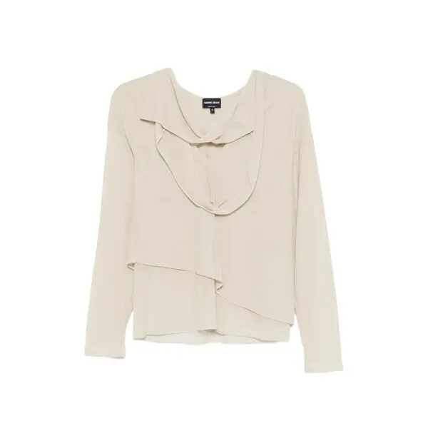 Giorgio Armani Draped V-neck Blouse - Cream