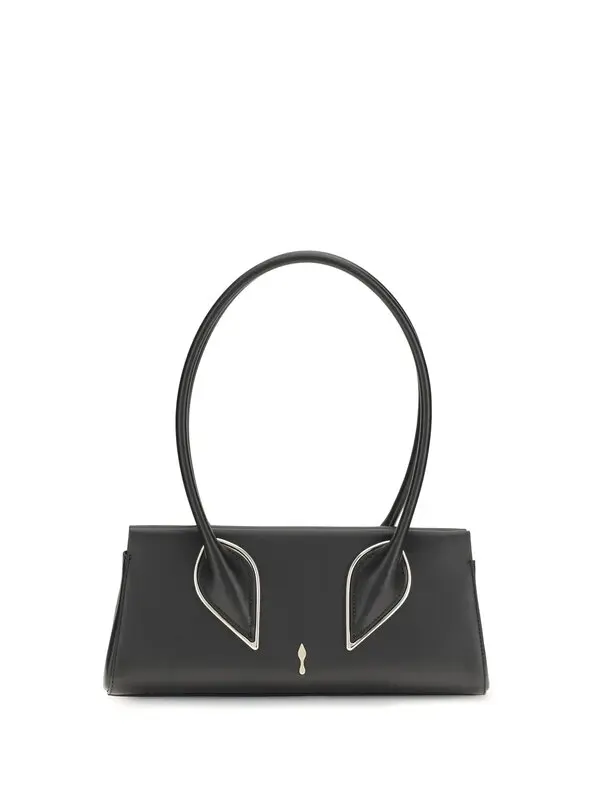 CHRISTIAN LOUBOUTIN Venus Shoulder Bag In Calfskin Leather With Gold Accents - Black