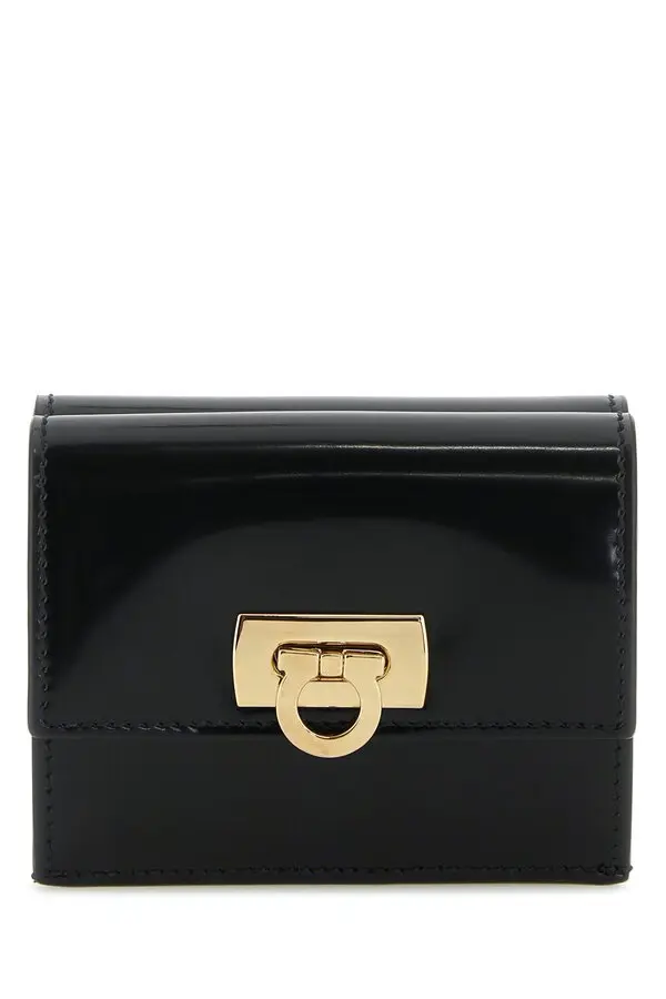 FERRAGAMO Salvatore Gancini Clasp Wallet - Black
