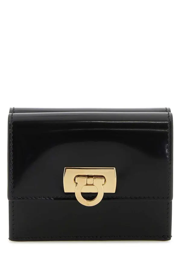 FERRAGAMO Salvatore Gancini Clasp Wallet - Black