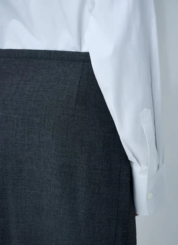 Prada Pleated Wool Skirt With Leather Belt