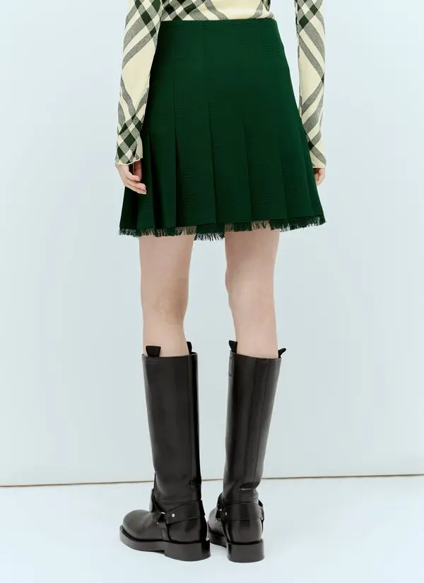 Burberry Textured Wool Kilt With Fringe Trims