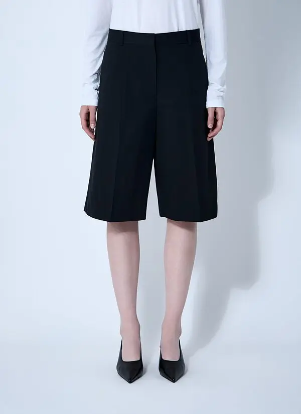 TOTEME Tailored Cotton-linen Blend Shorts - Black