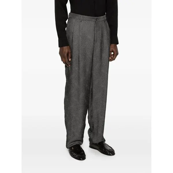 Giorgio Armani All-over Patterned Viscose Trousers - Gray