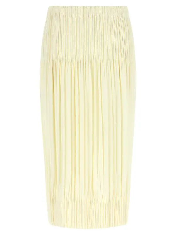 Issey Miyake Midi Pleated Skirt - Yellow
