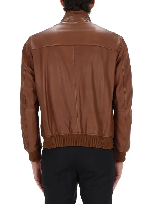BOSS Leather Zip-up Jacket