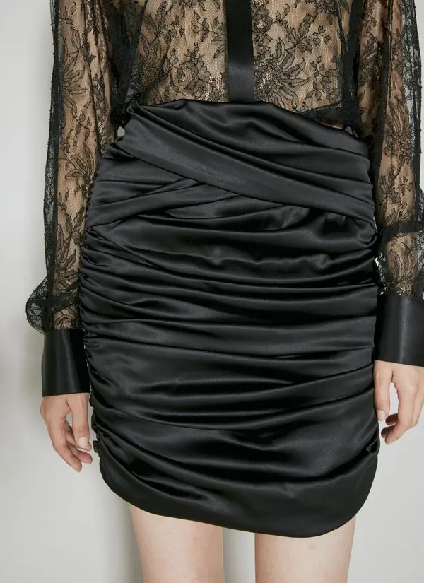 Dolce & Gabbana Ruched Silk Mini Skirt
