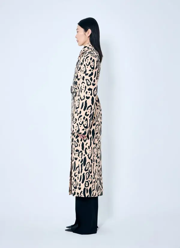 Sportmax Animal Print Cotton Trench Coat - Cream