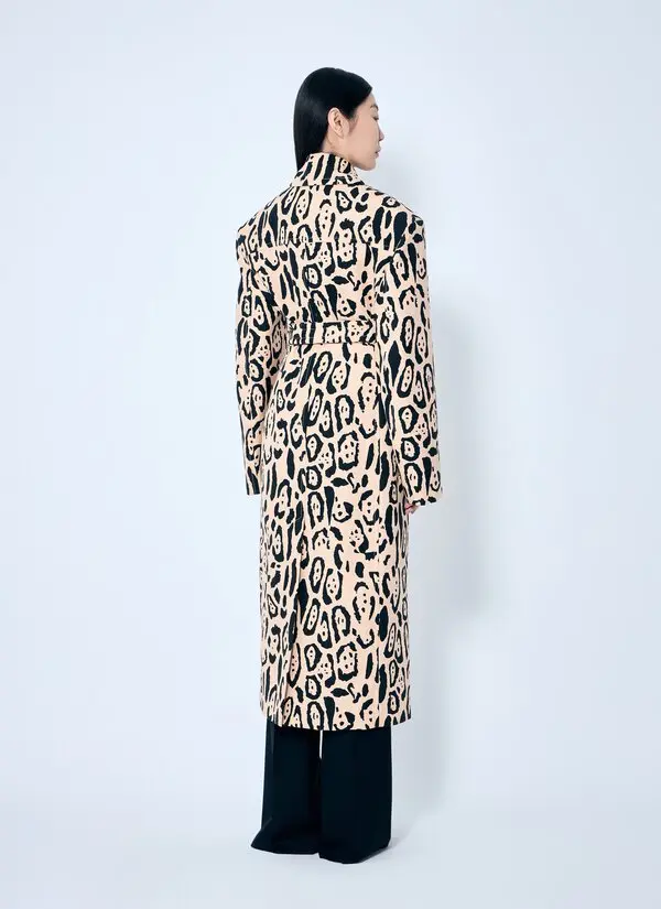 Sportmax Animal Print Cotton Trench Coat - Cream