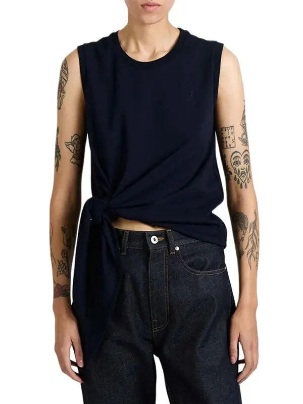JW Anderson Cotton Tank Top With Knotted Hem - Blue