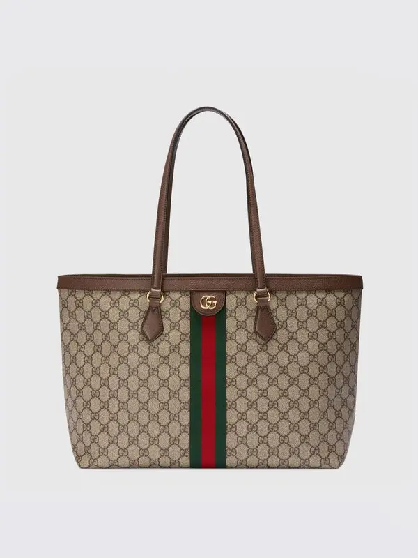 Gucci Monogrammed Canvas Shoulder Bag With Web Stripe Detail