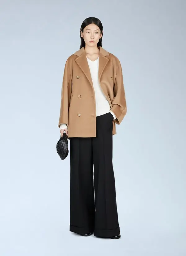 Max Mara Short 101801 Icon Coat In Wool-cashmere Blend - Cream