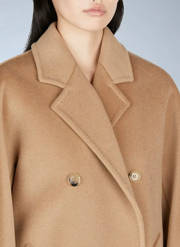 Max Mara Short 101801 Icon Coat In Wool-cashmere Blend - Cream