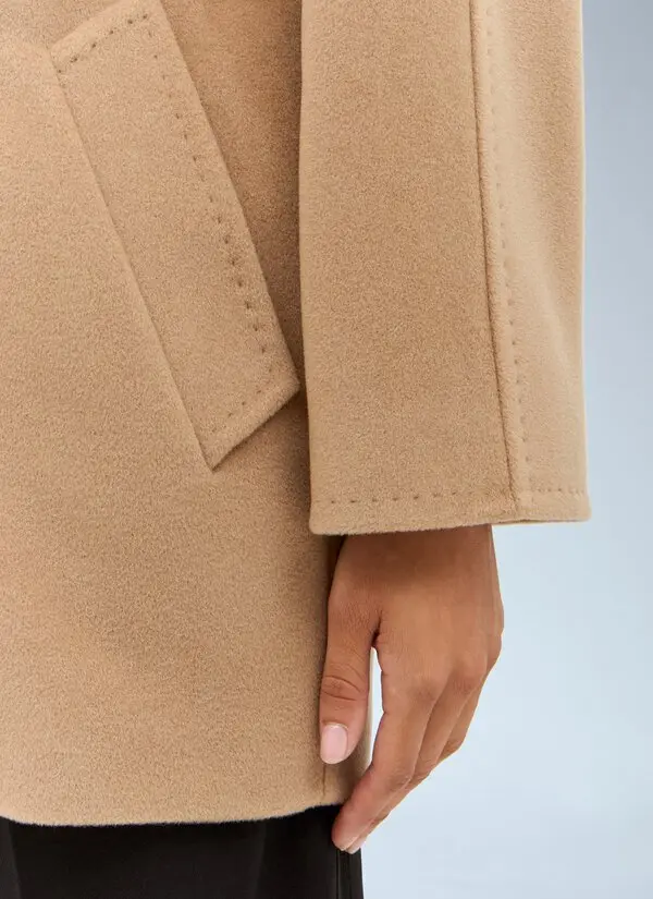 Max Mara Short 101801 Icon Coat In Wool-cashmere Blend - Cream