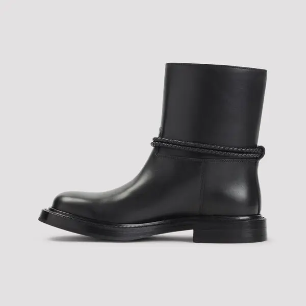 Bottega Veneta Leather James Ankle Boots With Silver Tone Detail - Black
