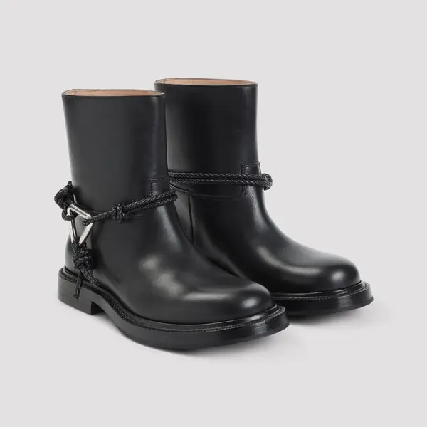 Bottega Veneta Leather James Ankle Boots With Silver Tone Detail - Black