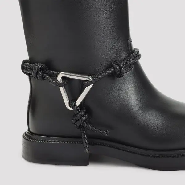 Bottega Veneta Leather James Ankle Boots With Silver Tone Detail - Black