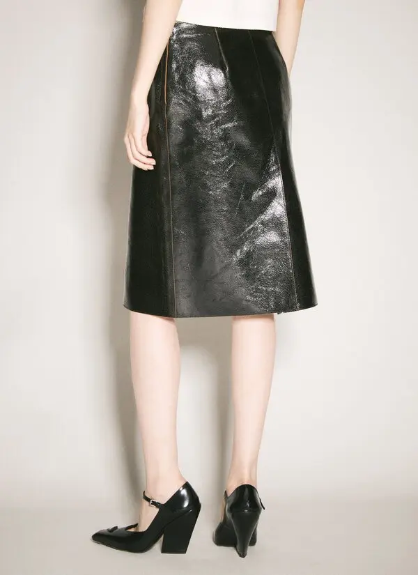 Prada Craquelé Leather Midi Skirt