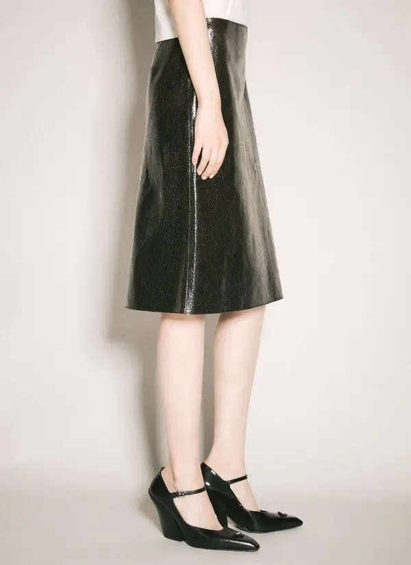Prada Craquelé Leather Midi Skirt