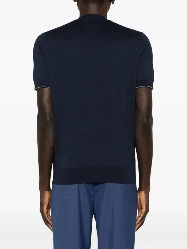 Brunello Cucinelli Mock Neck Short Sleeve Sweater - Multicolor