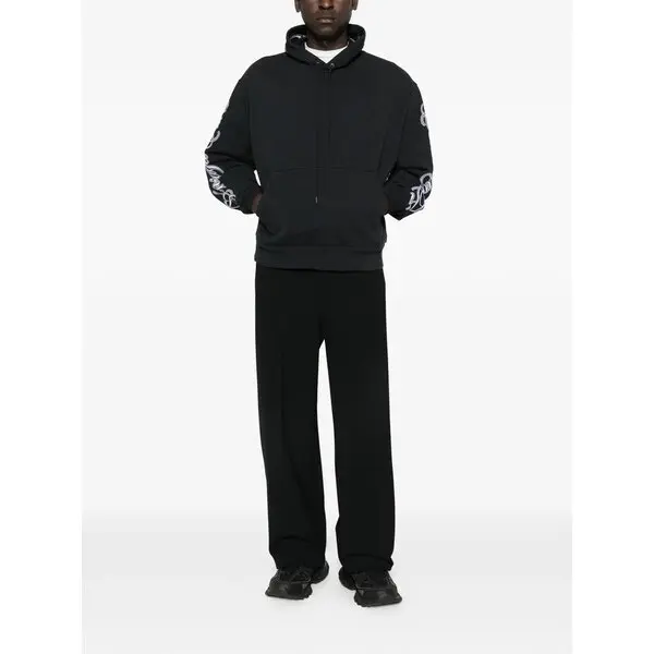 Balenciaga Cotton Drawstring Hoodie - Black