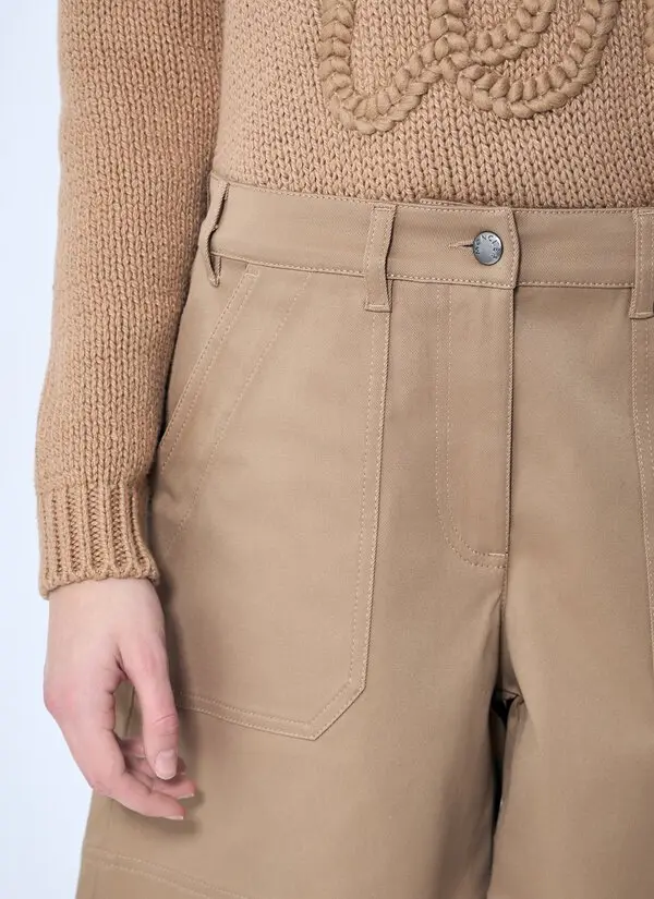 Moncler Cotton-blend Twill Shorts With Logo Patch - Brown