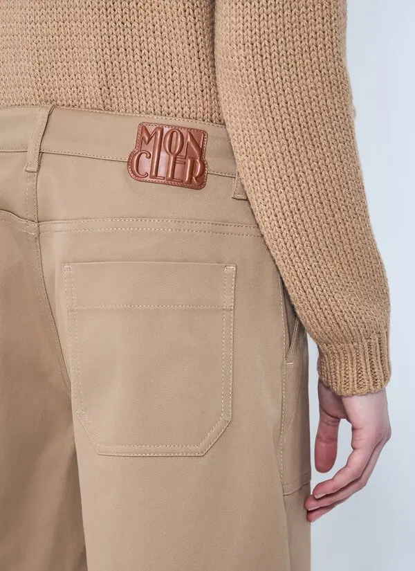 Moncler Cotton-blend Twill Shorts With Logo Patch - Brown