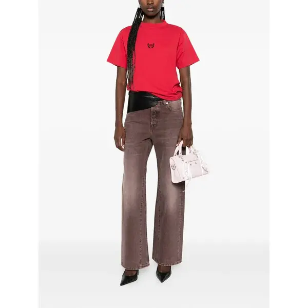 Balenciaga Logo Detail Cotton T-shirt - Red