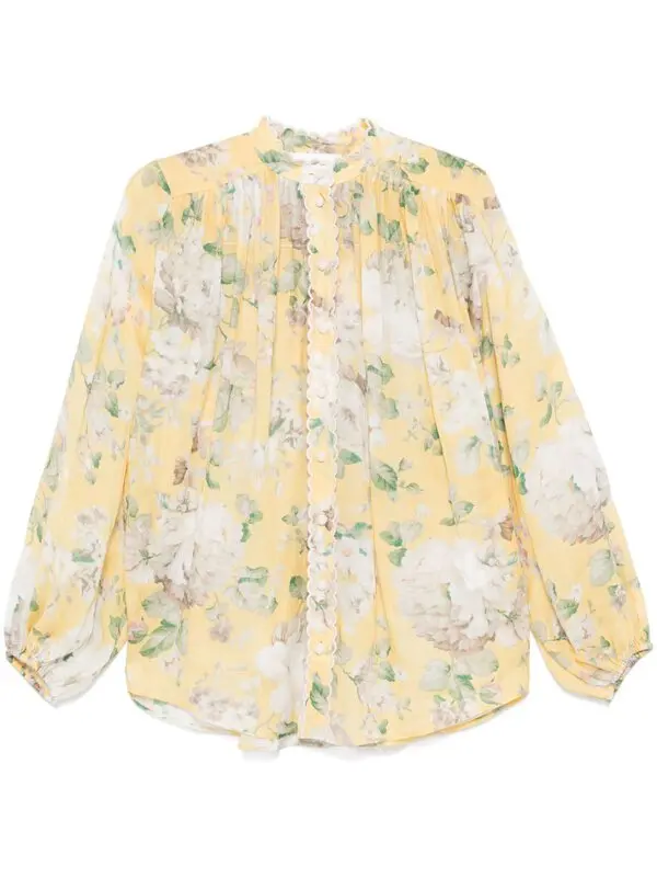 Zimmermann Acacia Printed Ramie Blouse - Multicolor