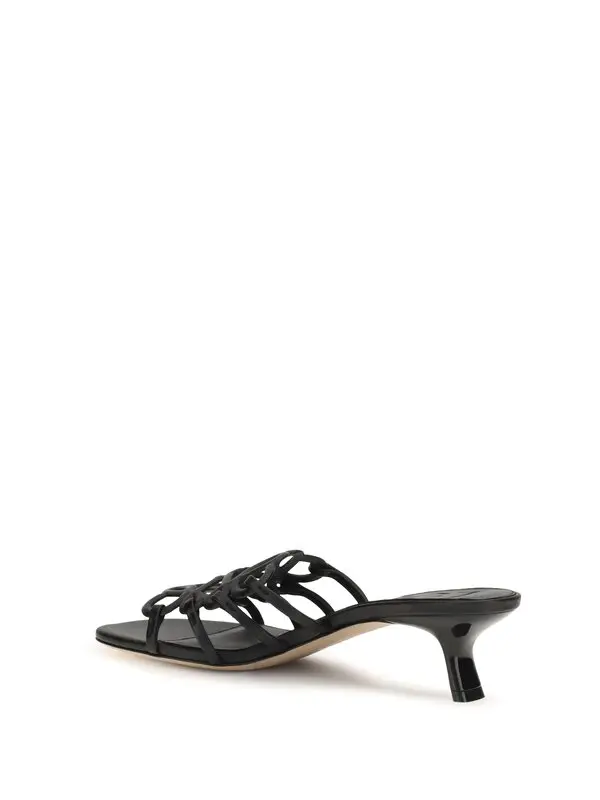 Loewe Anagram Petal Leather Slide Sandals - Black