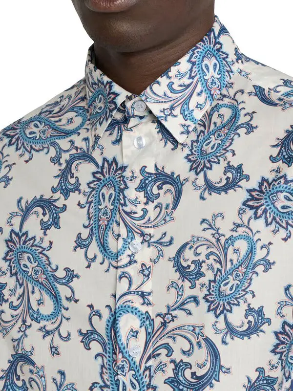 Etro Oversized Cotton Muslin Shirt With Floral Paisley Pattern - Multicolor