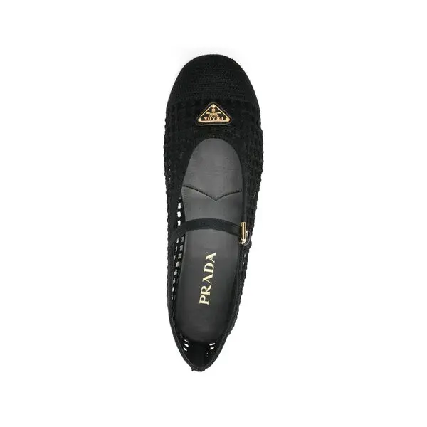 Prada Crochet Ballet Flats - Black