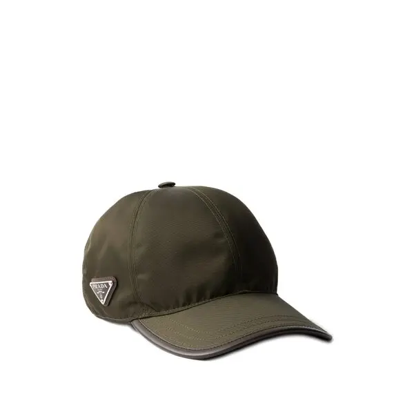 Prada Baseball Cap With Enamelled Triangle Logo - Green