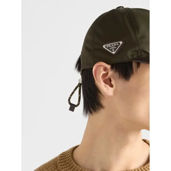 Prada Baseball Cap With Enamelled Triangle Logo - Green