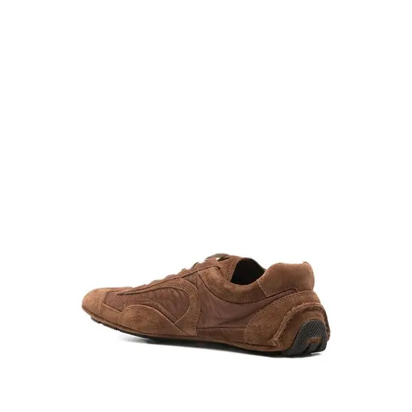 Prada Suede And Nylon Lace-up Sneakers - Brown