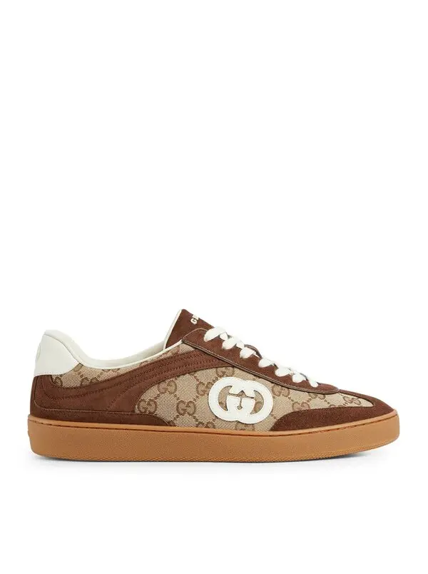 Gucci Suede And Gg Fabric Low-top Sneakers