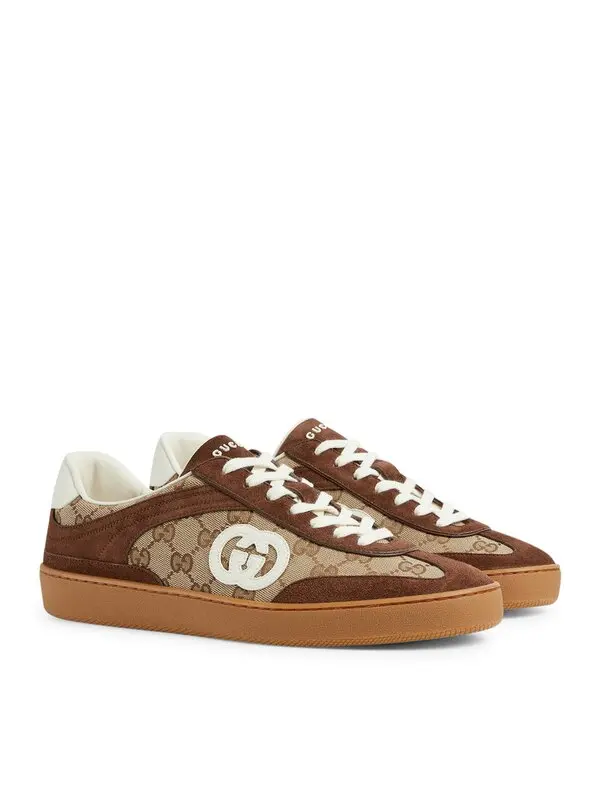 Gucci Suede And Gg Fabric Low-top Sneakers