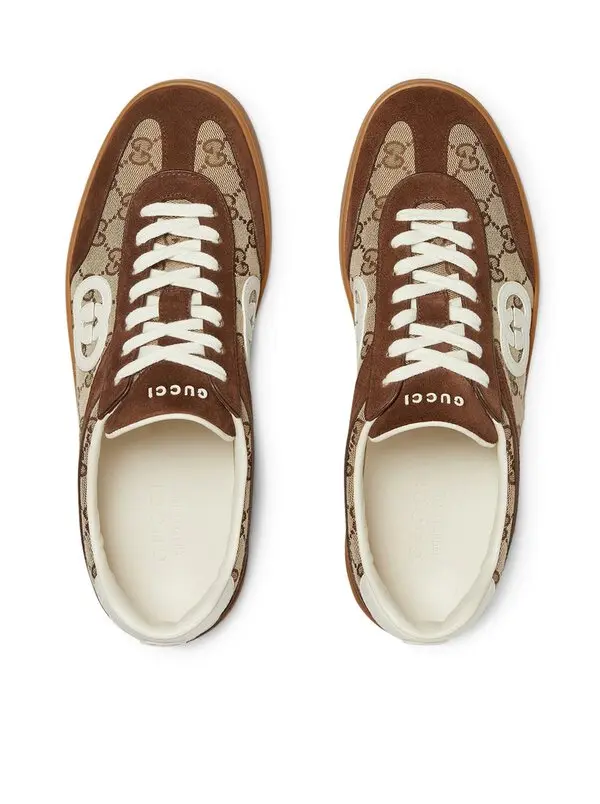 Gucci Suede And Gg Fabric Low-top Sneakers