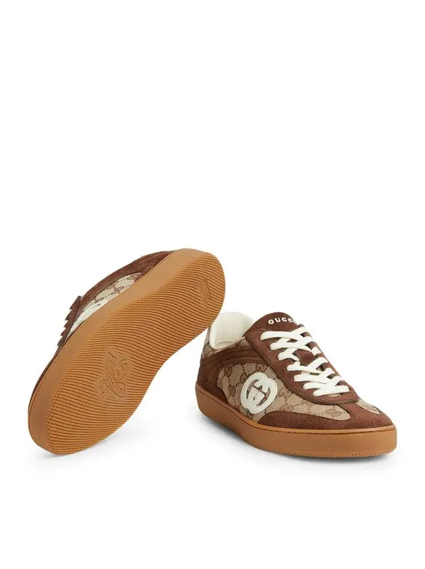 Gucci Suede And Gg Fabric Low-top Sneakers