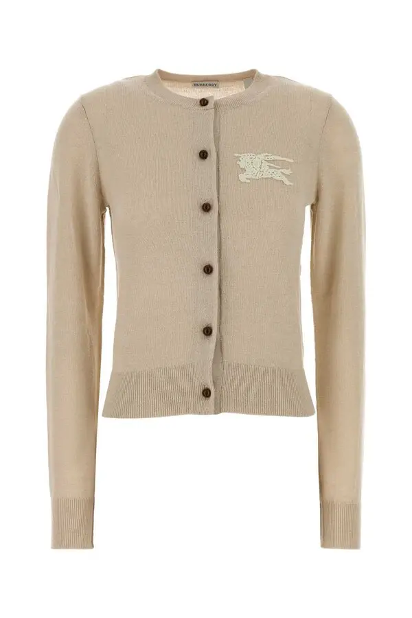 Burberry Beige Cotton And Wool Cardigan - Brown