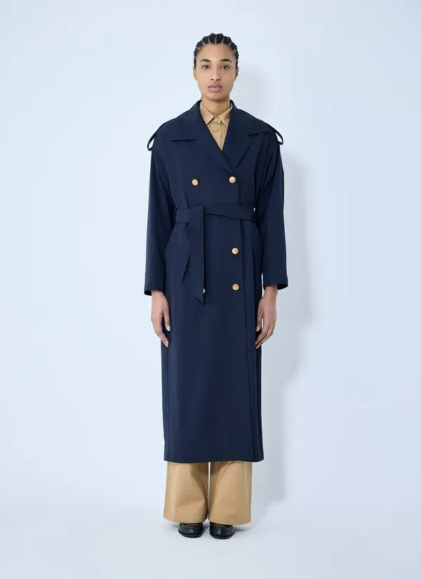 Max Mara Gabardine Wool Coat - Blue