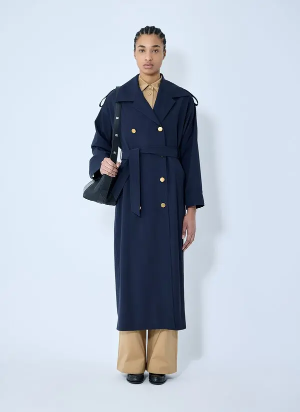 Max Mara Gabardine Wool Coat - Blue