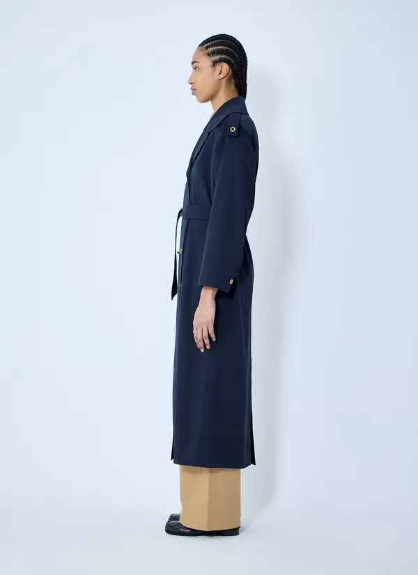 Max Mara Gabardine Wool Coat - Blue